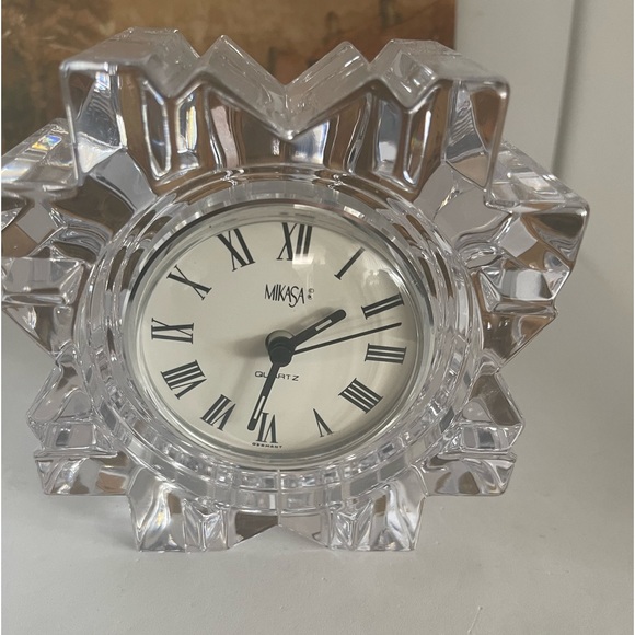 Mikasa | Wall Decor | Vintage Mikasa Starfire Crystal Desk Mantel Clock ...